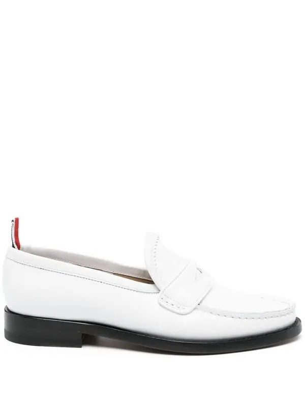Thom Browne Varsity Leather Penny Loafers - White