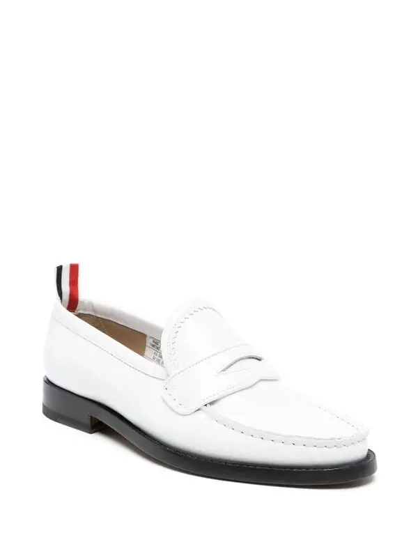 Thom Browne Varsity Leather Penny Loafers - White