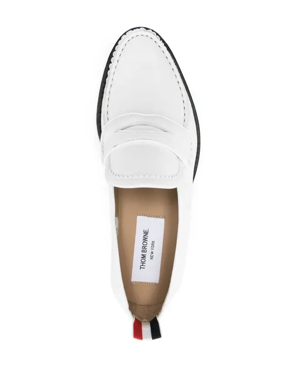 Thom Browne Varsity Leather Penny Loafers - White