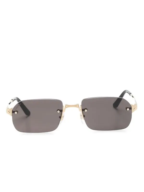 CARTIER Santos Rectangle-frame Sunglasses - Gold