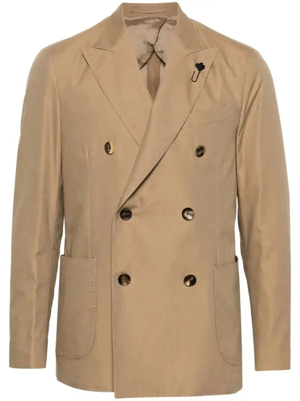 LARDINI Brooch-detail Double-breasted Blazer
