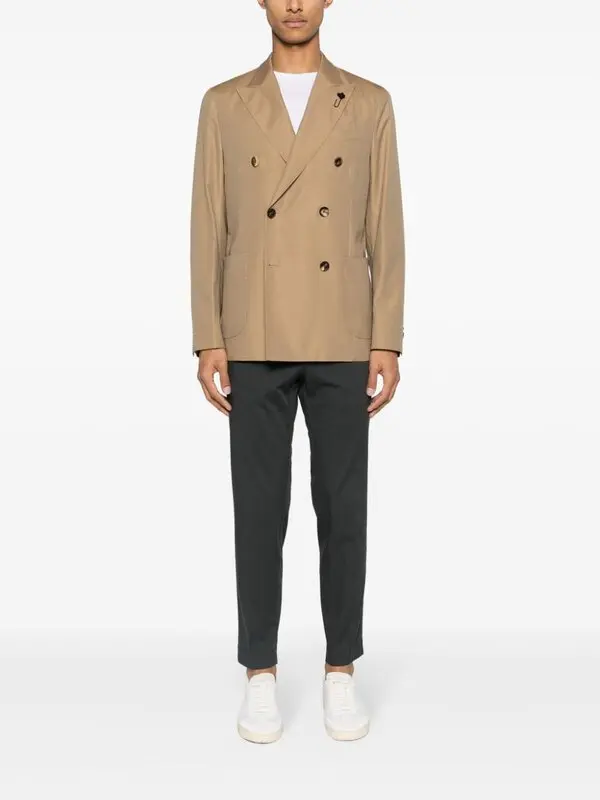 LARDINI Brooch-detail Double-breasted Blazer