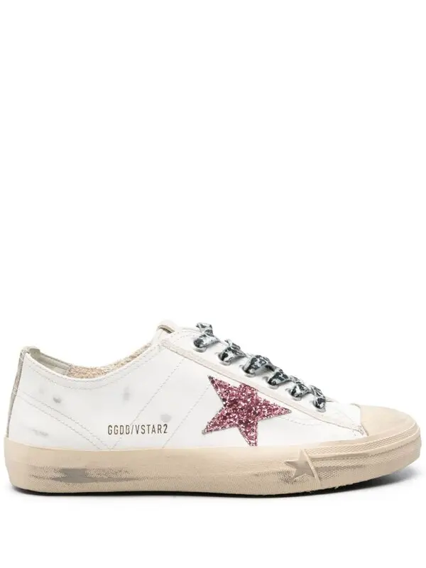 GOLDEN GOOSE V-star Distressed Sneakers - White