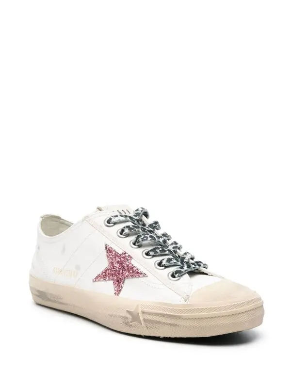 GOLDEN GOOSE V-star Distressed Sneakers - White