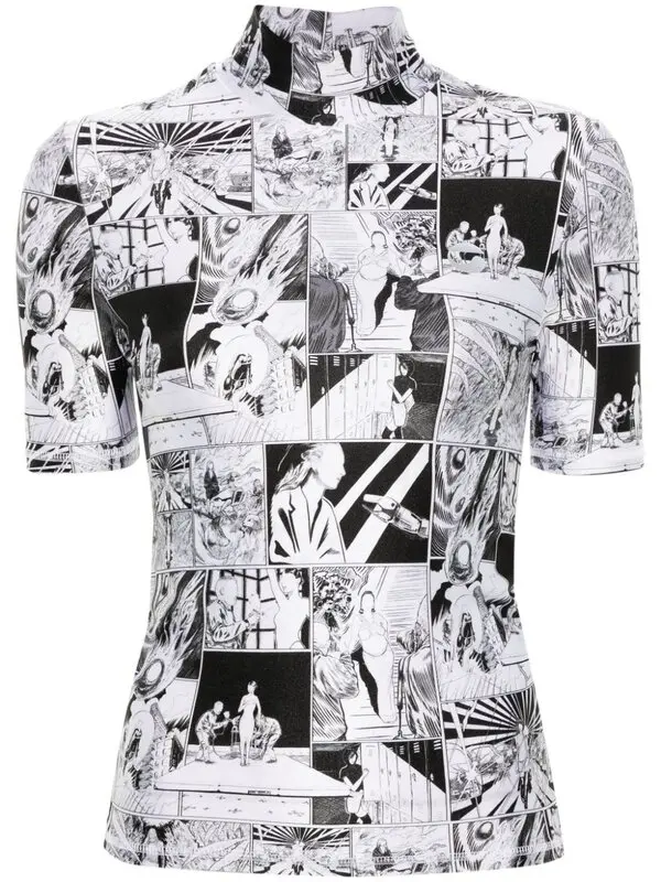 Coperni Funnel-neck Cartoon-print T-shirt