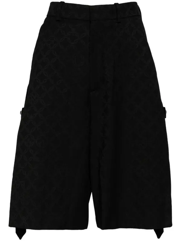 CHARLES JEFFREY Logo-appliqué Knee-length Shorts - Black