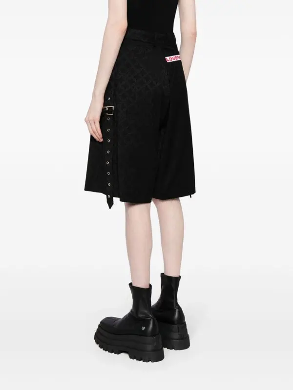 CHARLES JEFFREY Logo-appliqué Knee-length Shorts - Black