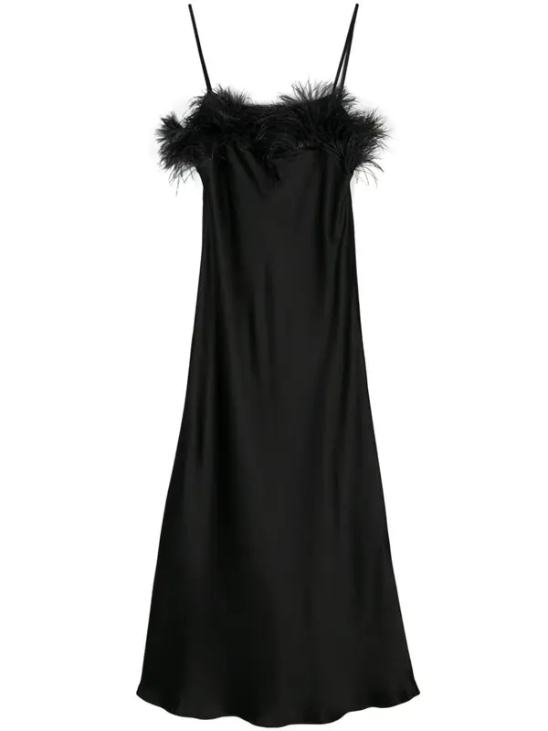 Antonelli Firenze Ligorio Feather-trim Satin Dress - Black