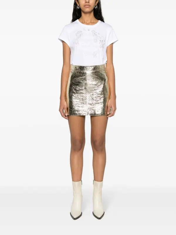Zadig&Voltaire Jinette Metallic Leather Mini Skirt