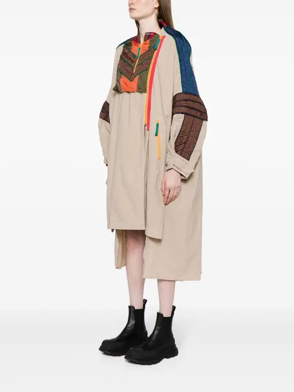 Kolor Contrasting-panel Asymmetric Overcoat
