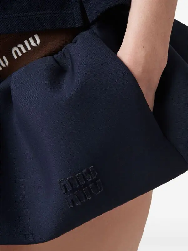 Miu Miu Logo-appliqué Wool Miniskirt