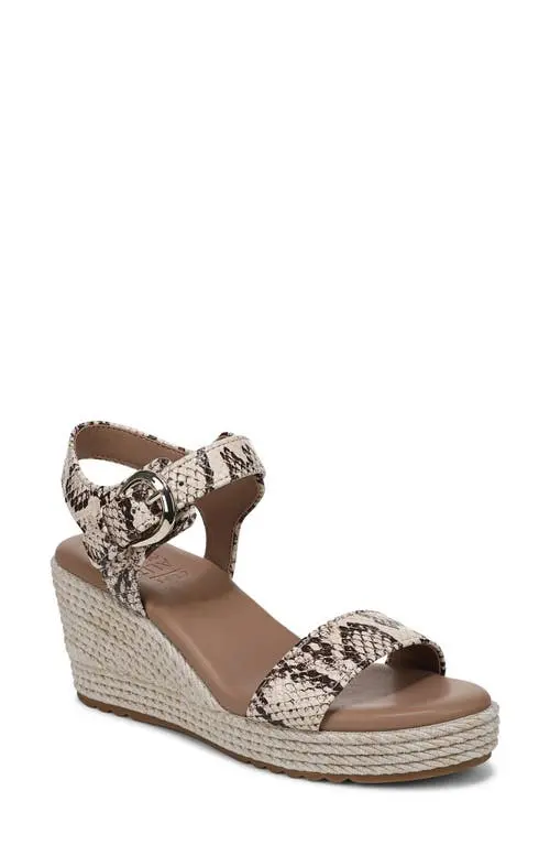 Naturalizer Stella Platform Wedge Sandal With Floral Print - Beige Multi