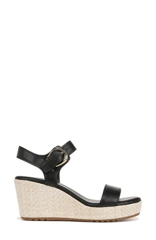 Naturalizer Stella Platform Wedge Sandal With Floral Print - Black Leather