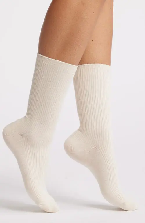 Nordstrom Ribbed Crew Socks - Ivory Pristine