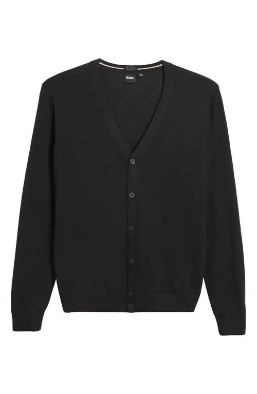 BOSS Mardon Virgin Wool Cardigan - Black