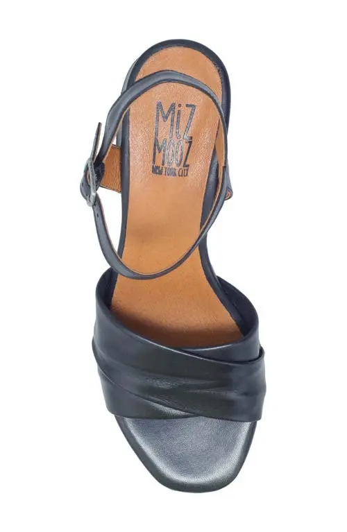Miz Mooz Bela Leather Block Heel Sandal - Black