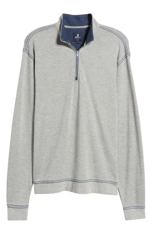Johnnie-o Hanks Heathered Quarter Zip Pullover - Light Gray