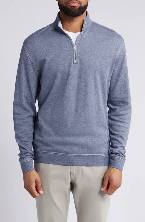 Johnnie-o Hanks Heathered Quarter Zip Pullover - Navy