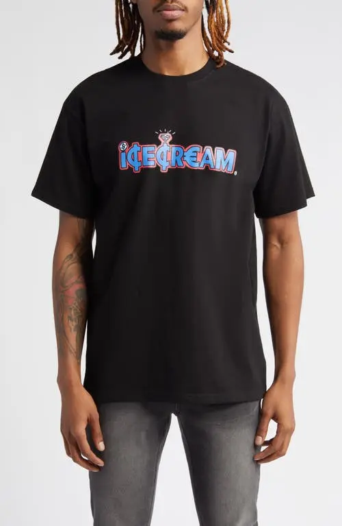 ICECREAM Word Graphic T-shirt - Black