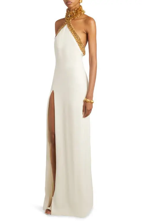 atsu halter ruched maxi dress Brienna Halter Ruched Maxi Dress Black – Lucyinparis main image 1