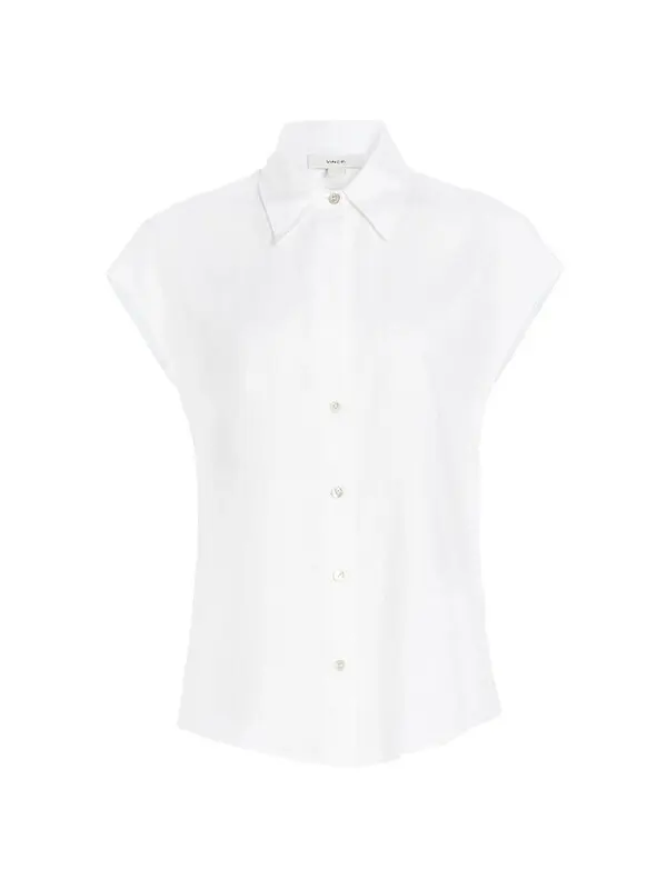 Vince Linen Cap-sleeve Blouse - Optic White