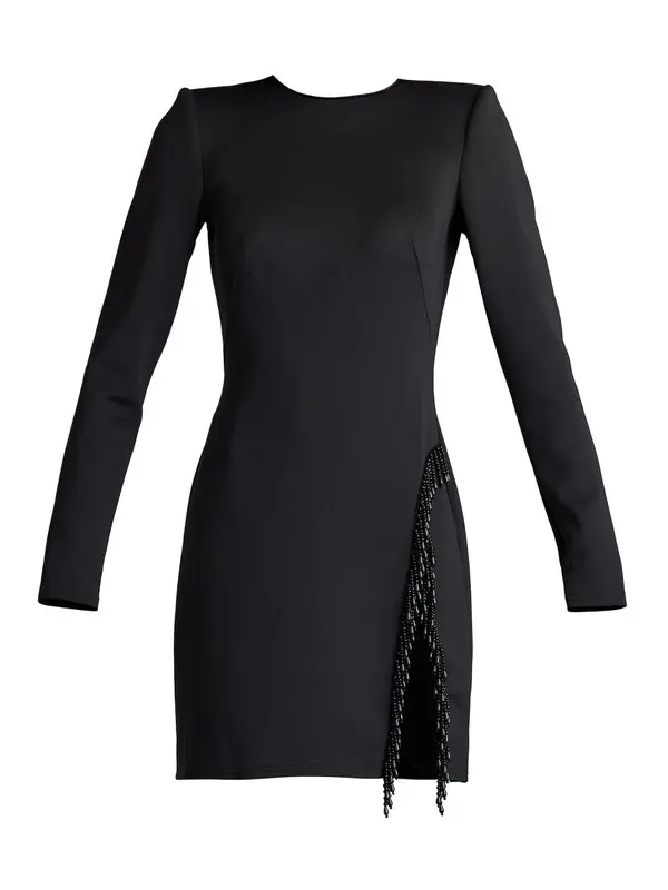 Tadashi Shoji Scuba-knit Beaded Minidress - Black