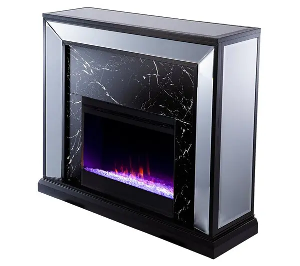 SEI FURNITURE Trandling Mirrored Faux Marble Co Lor Fireplace - One-color