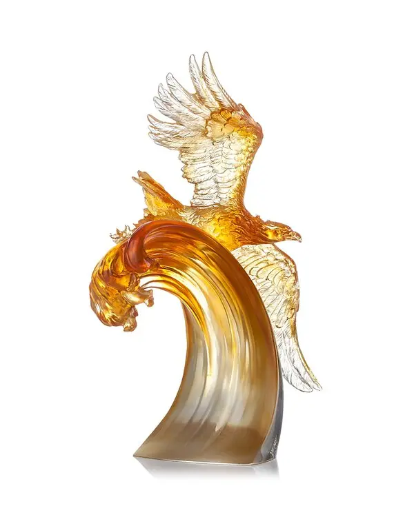 LIULI Align Light Amplify Crystal Eagle Sculpture - Amber