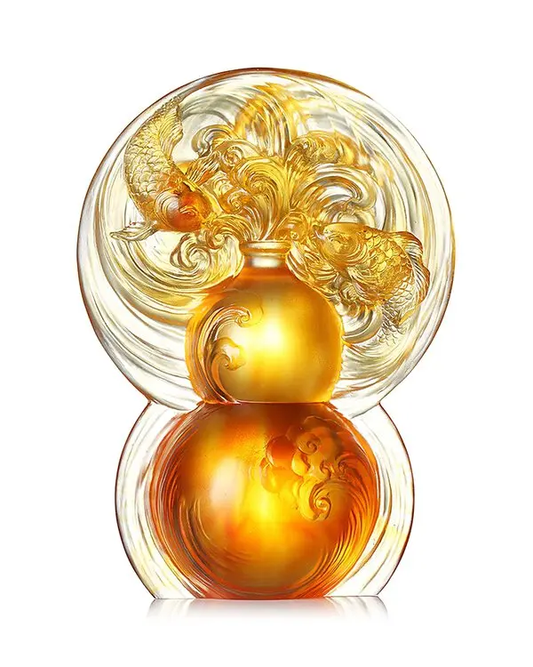 LIULI Source Of Abundance Crystal Sculpture - Amber