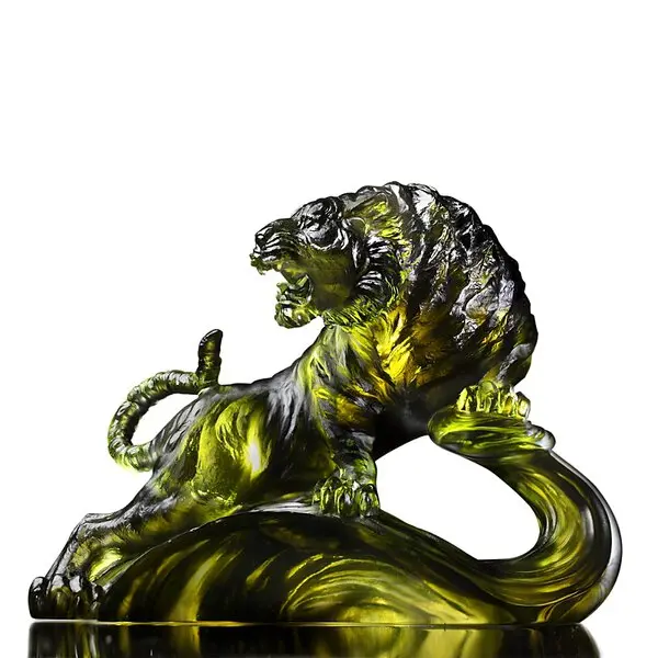 LIULI Roaring Into The Heavens Crystal Sculpture - Dark Green/clear