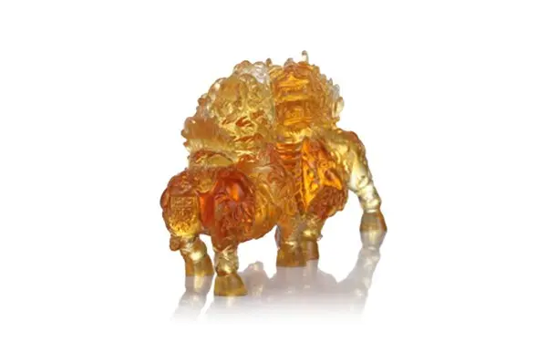 LIULI Benevolent Fortune Qilin Crystal Sculpture, Set Of 2