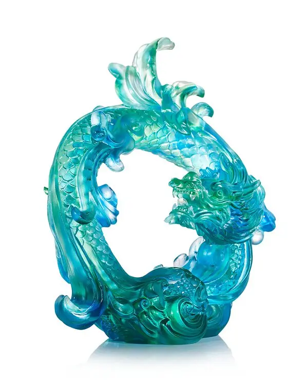 LIULI True Believer Dance Of The Dragon Crystal Sculpture - Blue/green