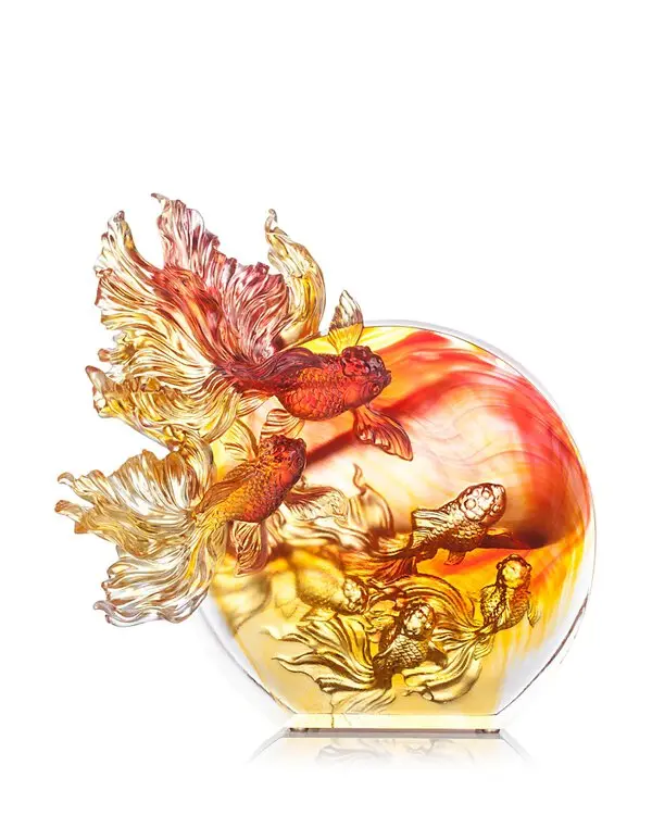 LIULI In Celebration Crystal Sculpture - Amber/red