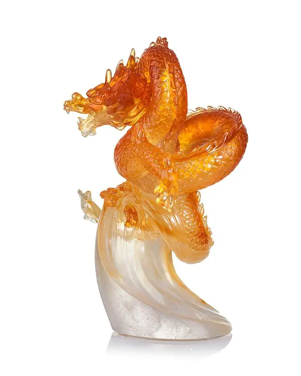 LIULI True Believer Rising Swell Crystal Sculpture - Amber