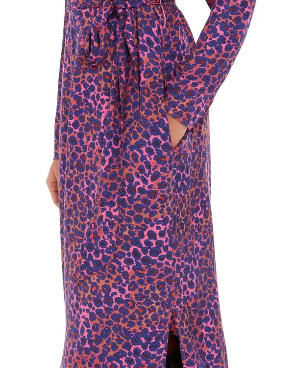 Whistles Mottled Leopard Print Midi Dress - Pink/multi