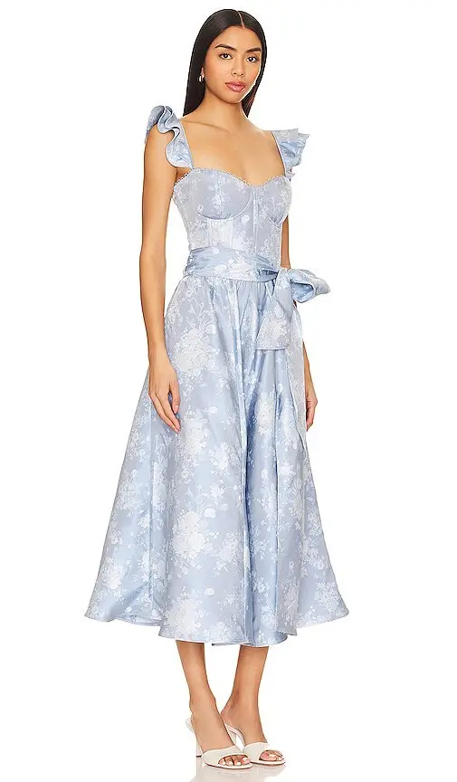 V. CHAPMAN Vera Corset Midi Dress - Denim Blue Windsor