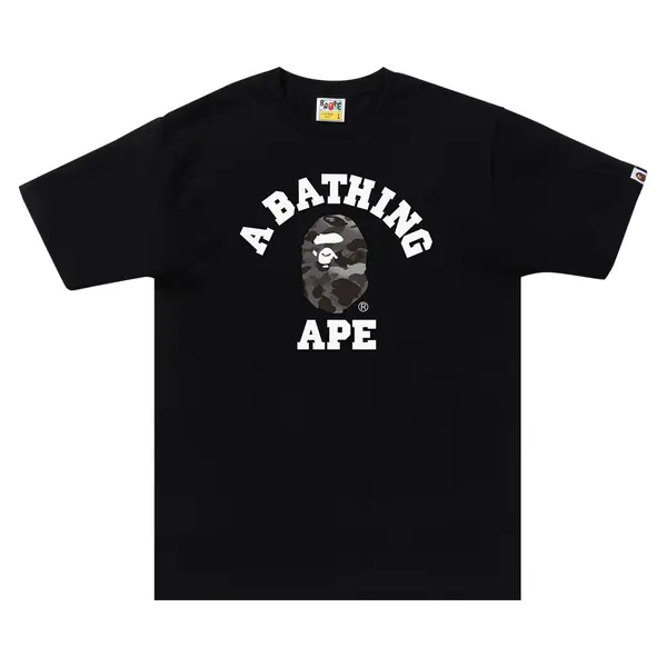 A BATHING APE Grid Camo College Tee - Black