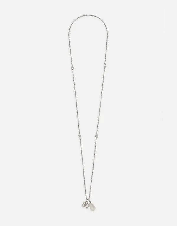 Dolce & Gabbana Teardrop Necklace With Logo - Silver