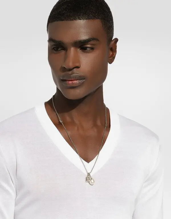 Dolce & Gabbana Teardrop Necklace With Logo - Silver