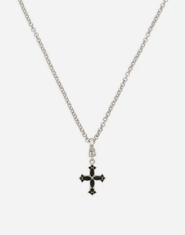 Dolce & Gabbana Tone Necklace With Cross And Logo
