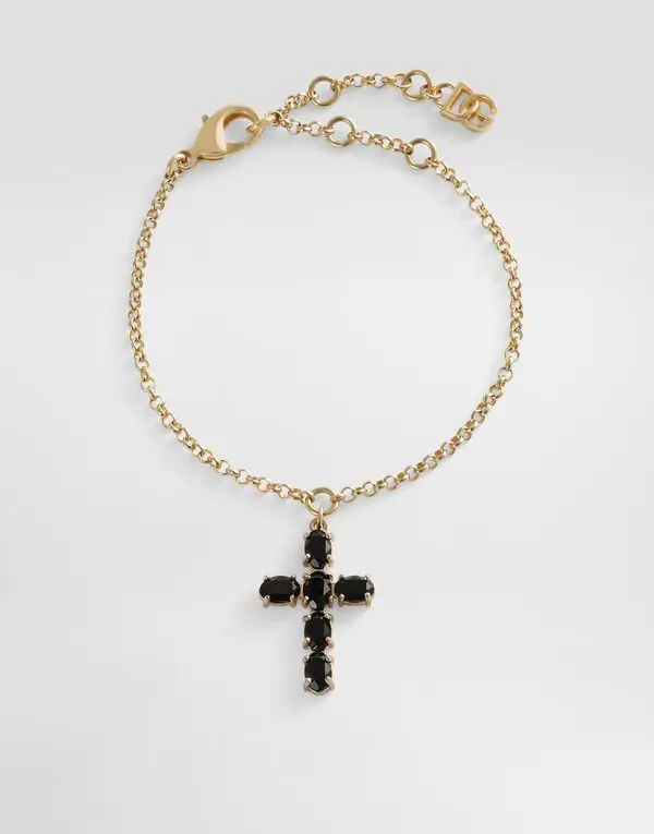 Dolce & Gabbana Crystal Cross Charm Bracelet - Gold