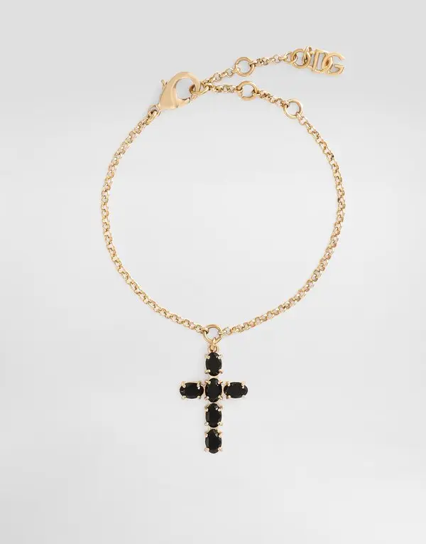 Dolce & Gabbana Crystal Cross Charm Bracelet - Gold