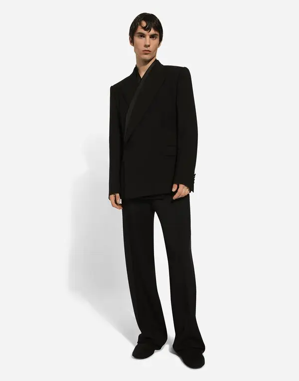 Dolce & Gabbana Straight-leg Stretch Wool Trousers - Black