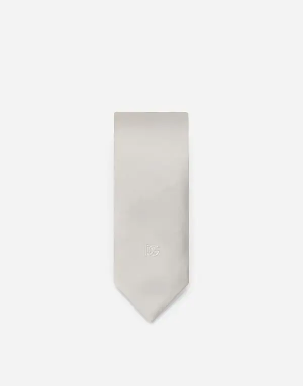 Dolce & Gabbana Silk Tie With Dg Logo - White