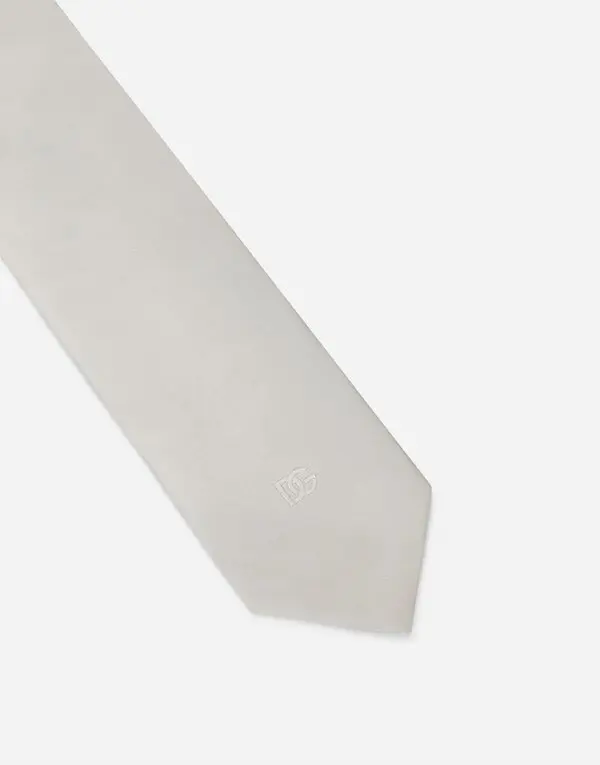 Dolce & Gabbana Silk Tie With Dg Logo - White