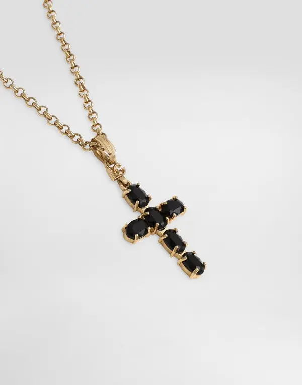 Dolce & Gabbana Fine Link Necklace With Cross And Dg Logo
