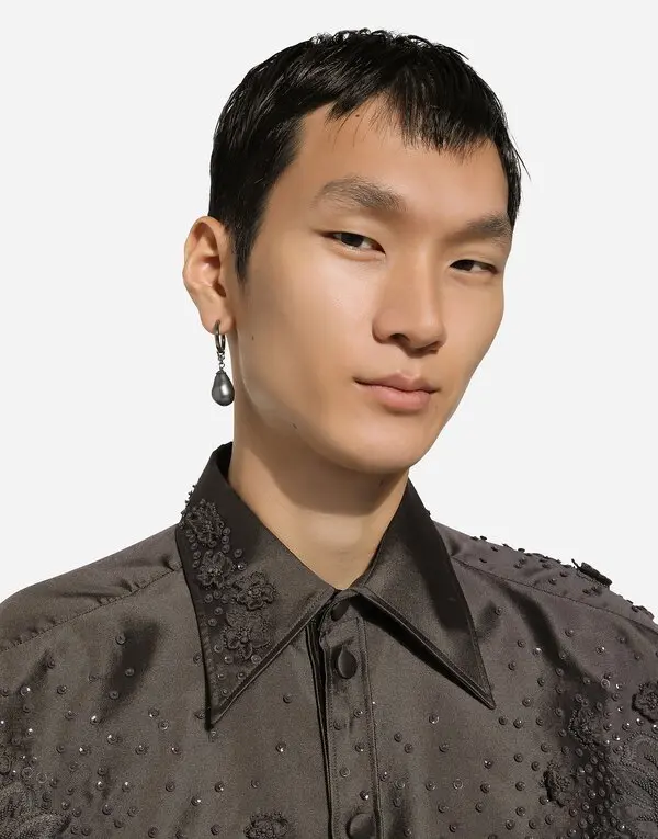 Dolce & Gabbana Single Creole Earring With Baroque Teardrop - Grey