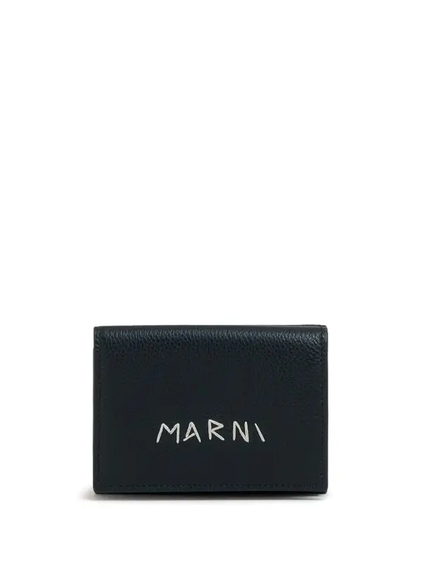 Marni Logo-embroidered Leather Wallet - Black