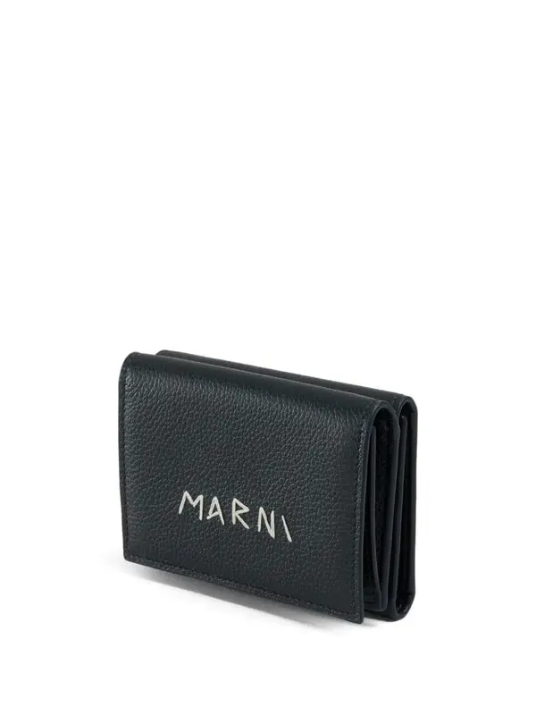 Marni Leather Trifold Wallet With Mending-embroidery - Black