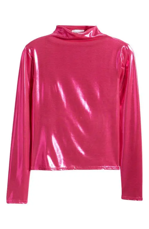 NIKKI LUND Liquid Metallic Mock Neck Top - Pink